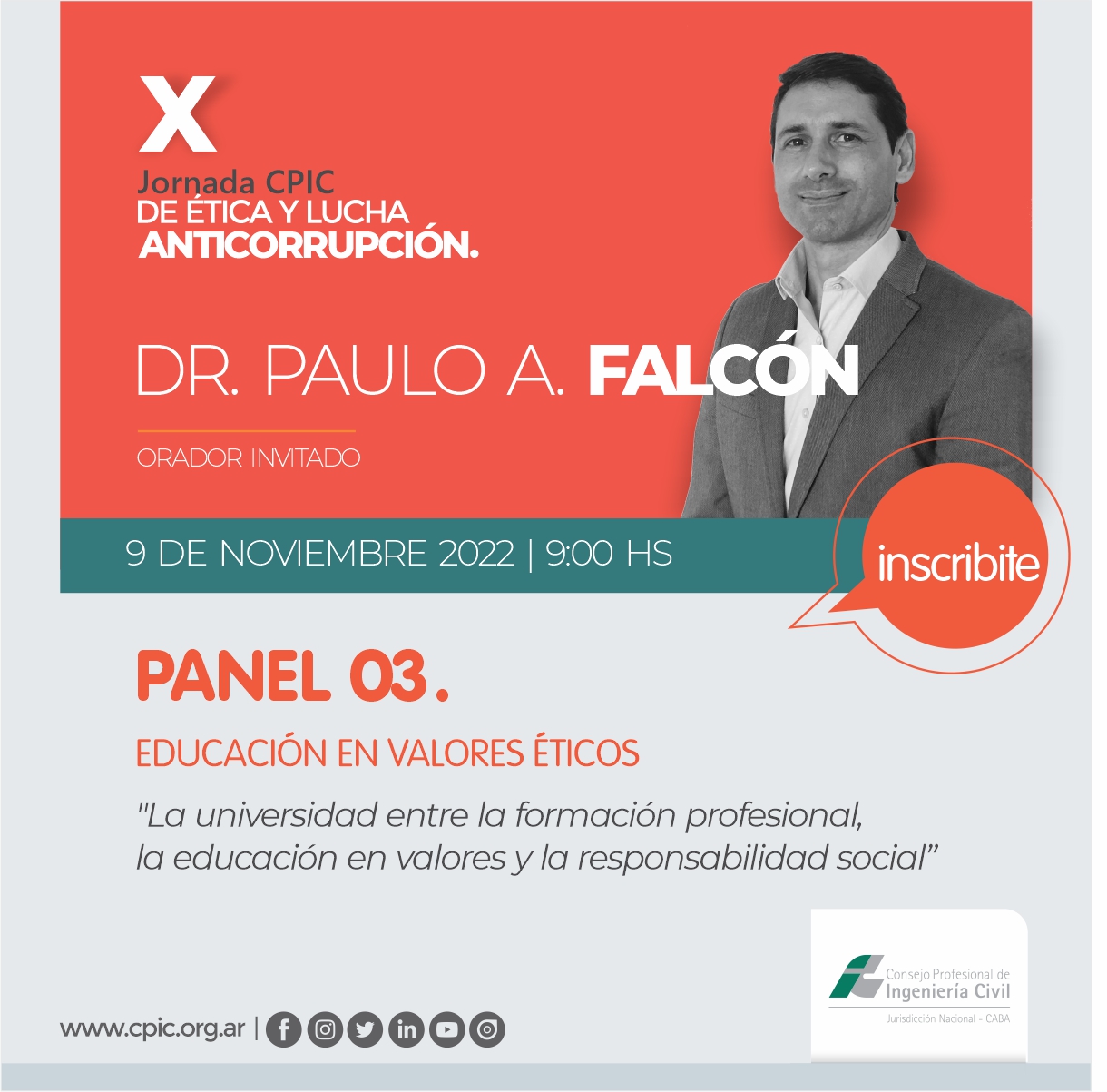 Te presentamos los oradores invitados que forman parte de la X° Jornada CPIC de Ética y Lucha ...